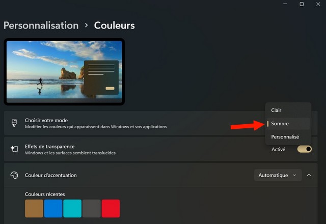Comment activer le mode sombre sur Windows 11