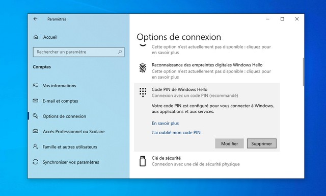 Windows 10 : comment supprimer le code PIN au démarrage