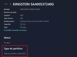 Windows 11 : vérifier si un disque est au format MBR ou GPT