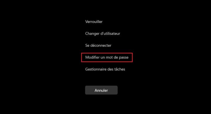 Comment changer le mot de passe Windows 11