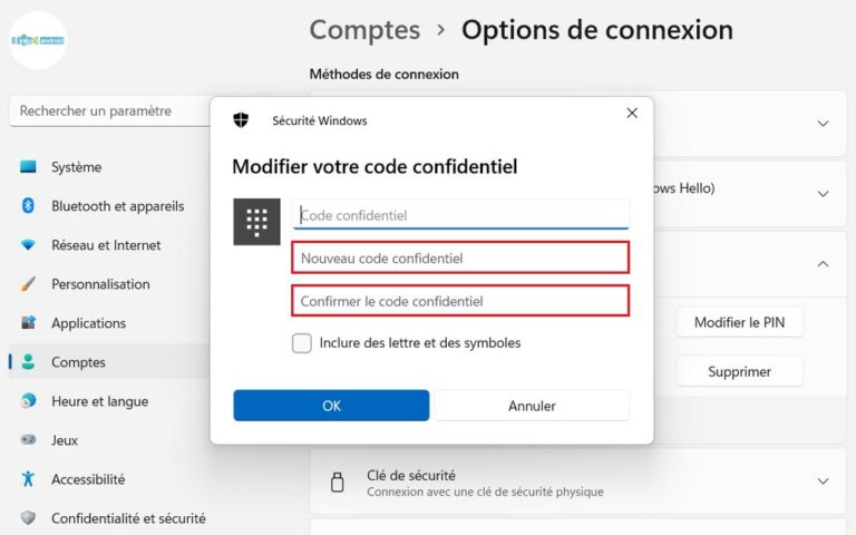 Comment changer le code PIN de Windows 11
