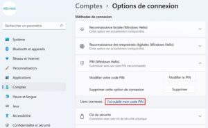 Comment changer le code PIN de Windows 11