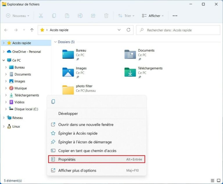 Windows 11 : changer l'emplacement du dossier Téléchargements