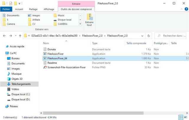 Réinitialiser les associations de fichiers sur Windows 10