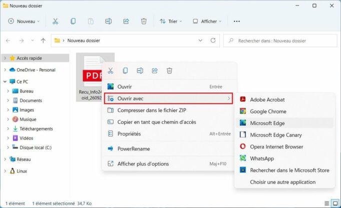 Commment changer le lecteur PDF par défaut dans Windows 11